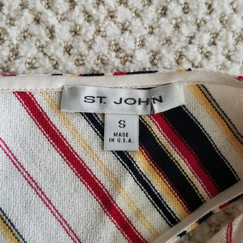 St. John White Knit With Multi Color Stripes - Gem